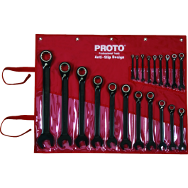PROTO, 20 Piece Black Chrome Reversible Combination Ratcheting Wrench ...